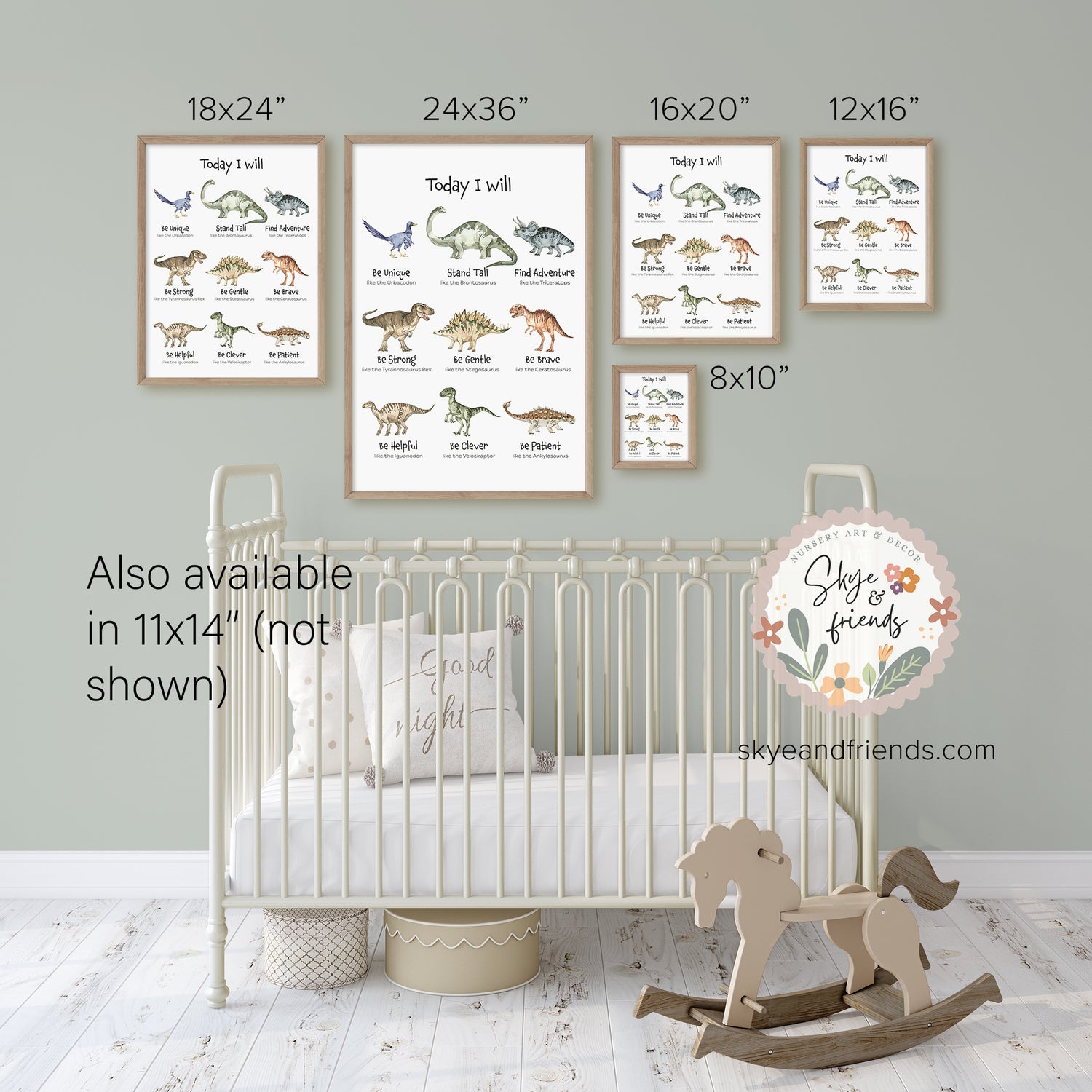 Dinosaurs Positive Affirmations Poster for Nursery & Kids Bedroom