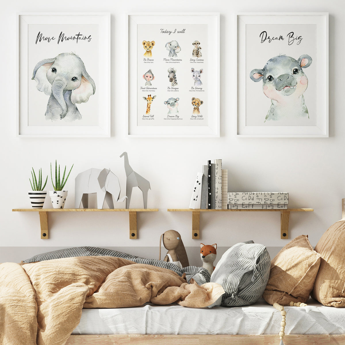 Kids Positive Affirmations Print with Safari Animals