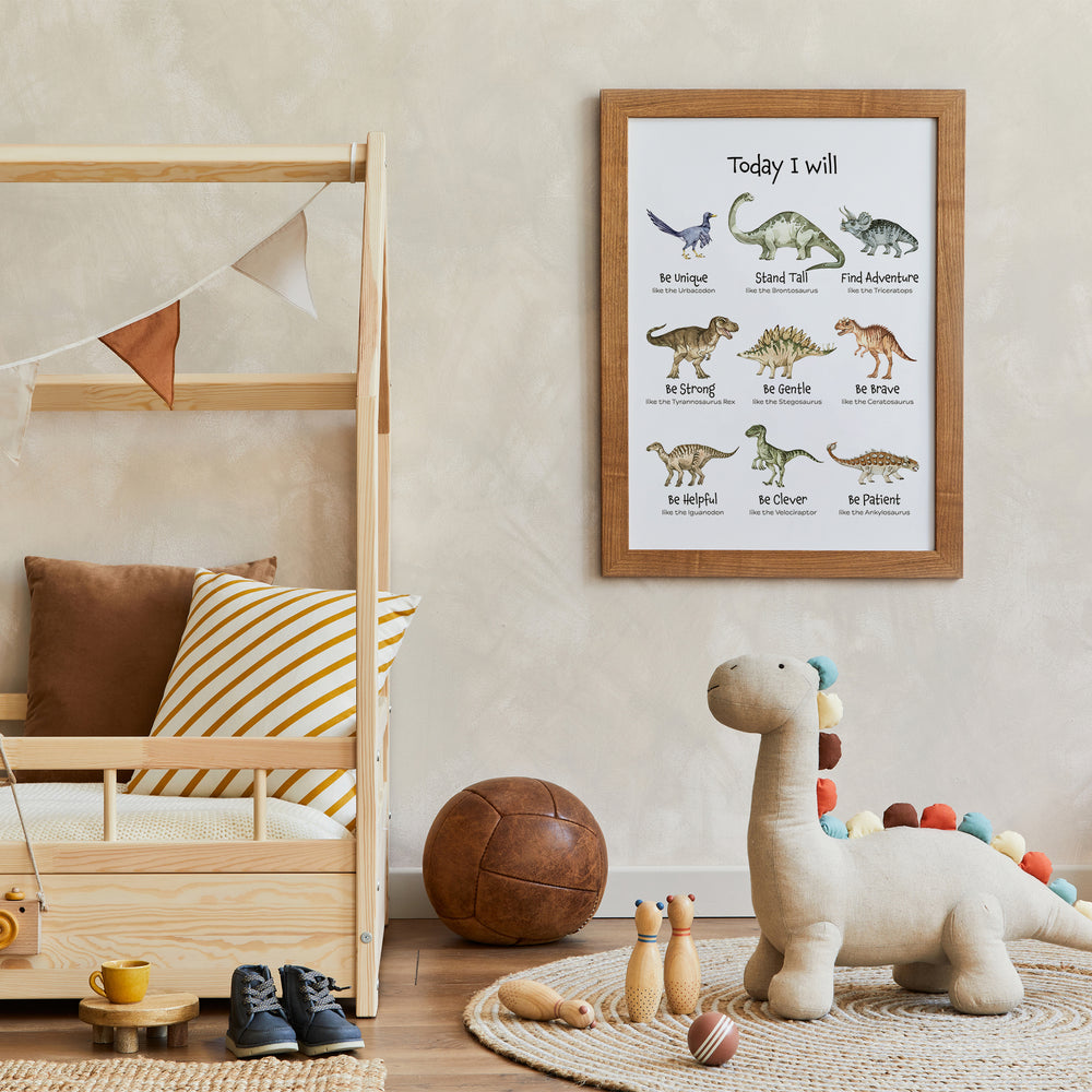 Dinosaurs Positive Affirmations Poster for Nursery & Kids Bedroom
