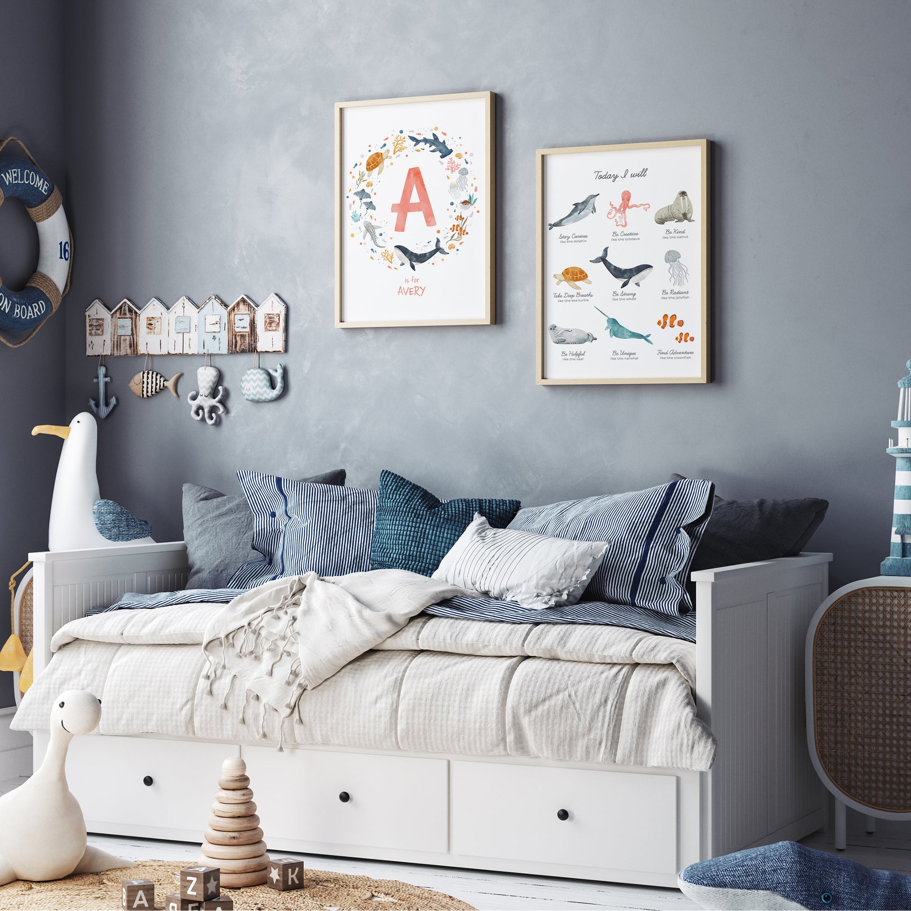 Positive Affirmations Poster with Sea Animals